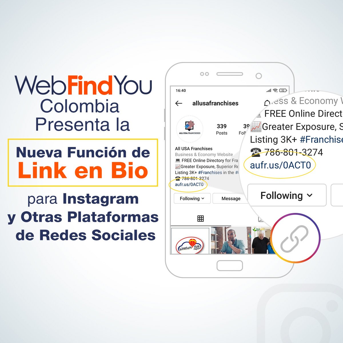 WebFindYou Colombia Presenta la Nueva Función de Link en Bio para Instagram